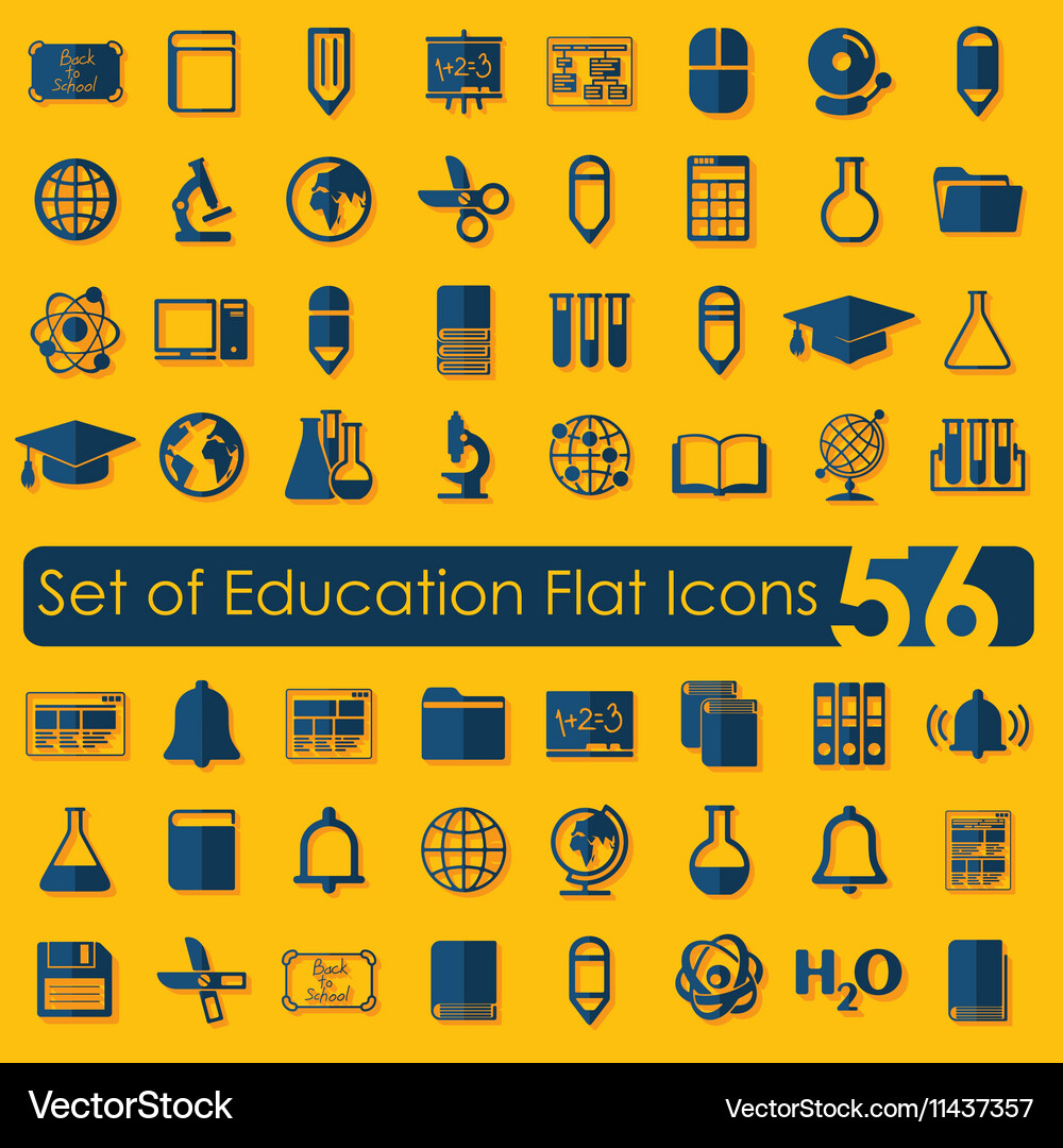 Set of education flat icons Royalty Free Vector Image