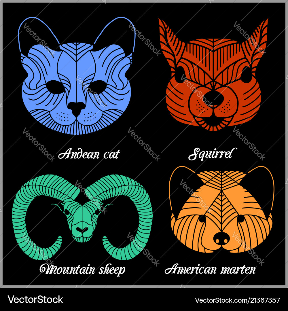 Set of polygonal animals logos Royalty Free Vector Image