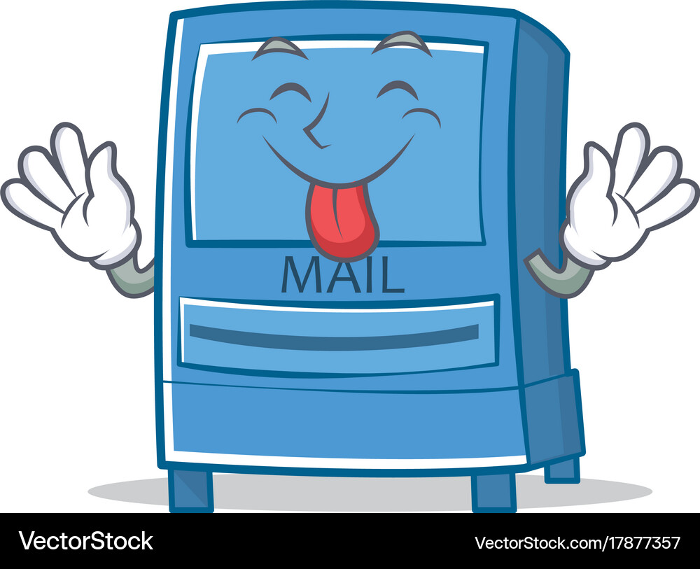 Tongue out mailbox character cartoon style Vector Image