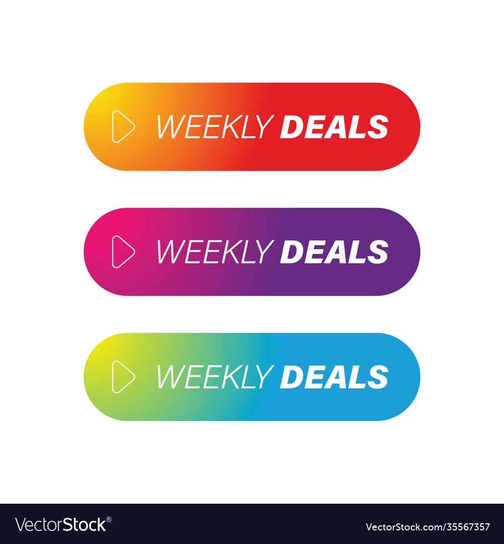 Weekly deals colorful button set Royalty Free Vector Image