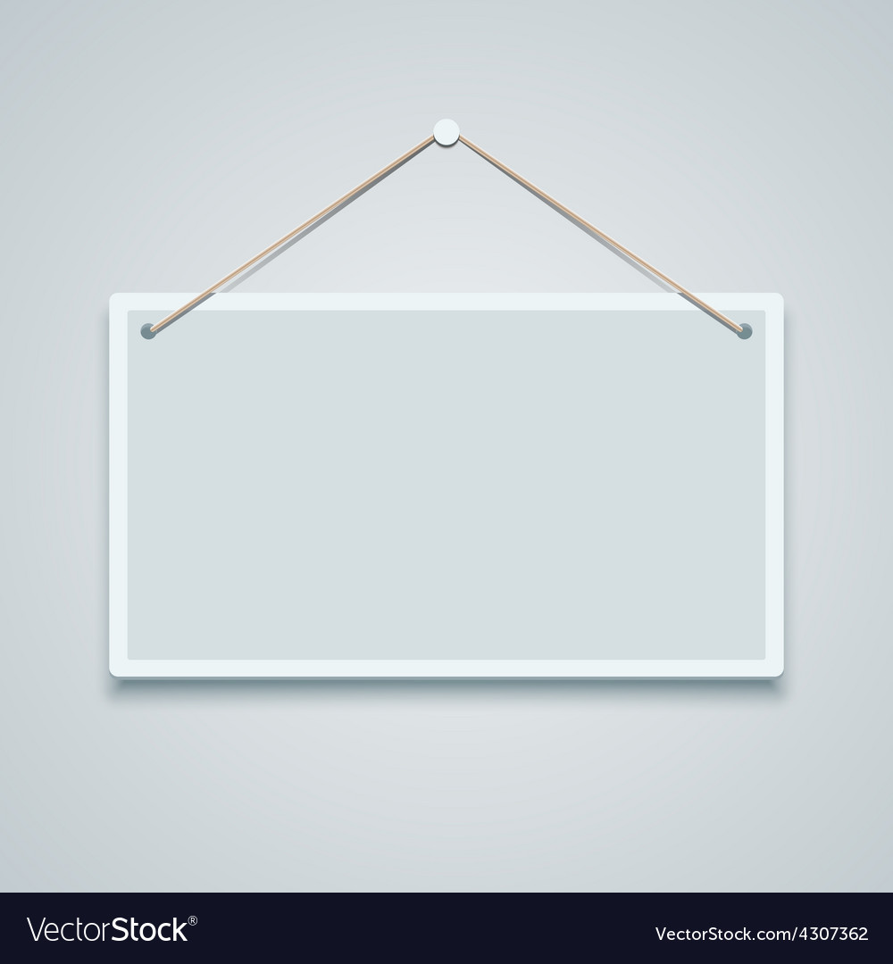 Blank sign board hanging on wall Royalty Free Vector Image