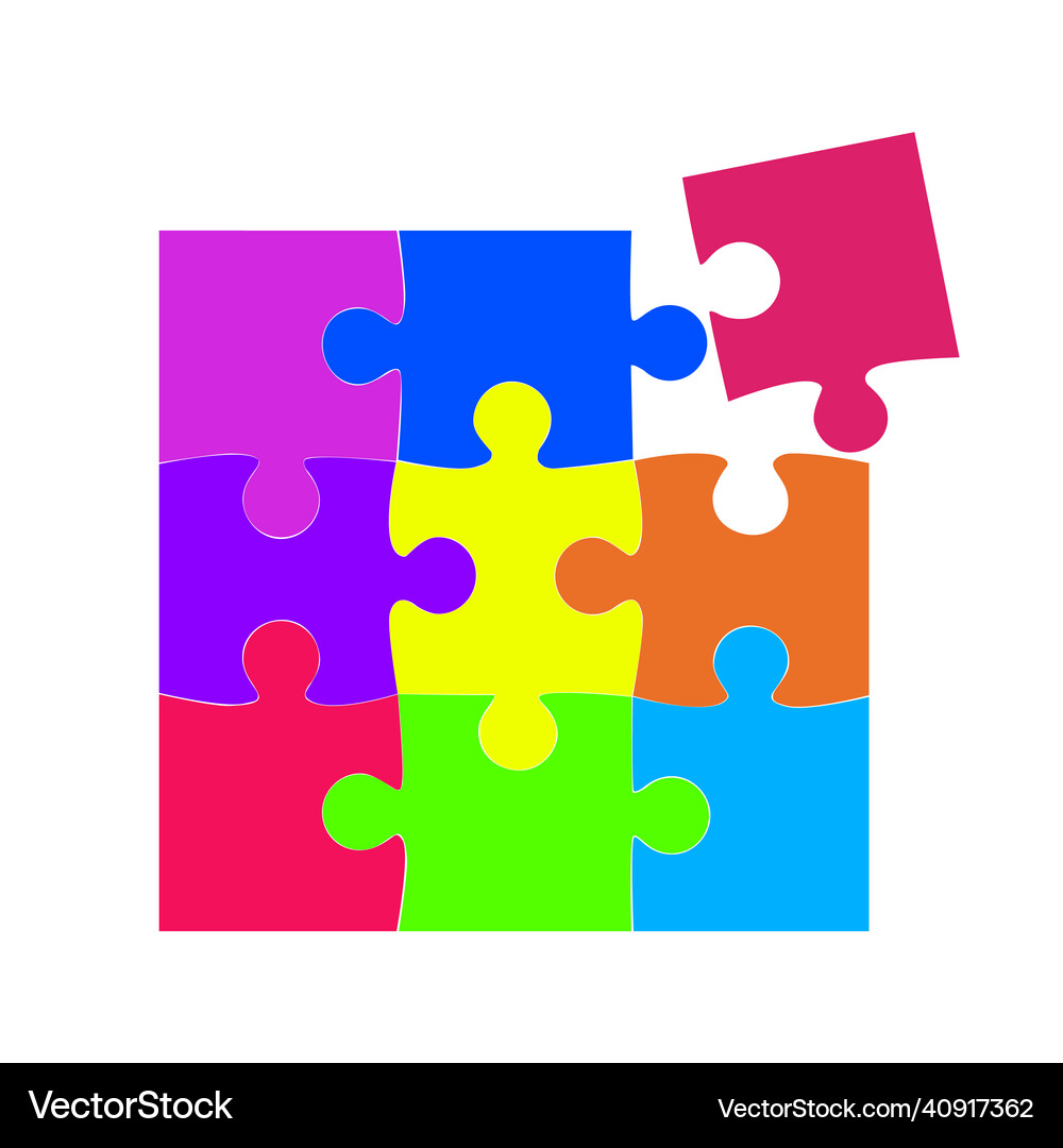 Colorful puzzles puzzle logo isolated on white Vector Image