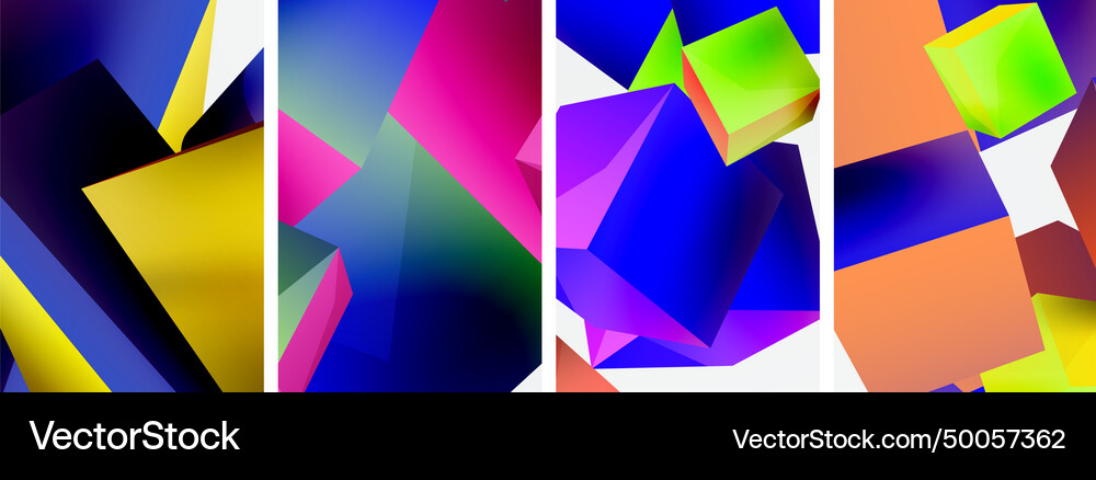 Composition of 3d cubes and other geometric Vector Image