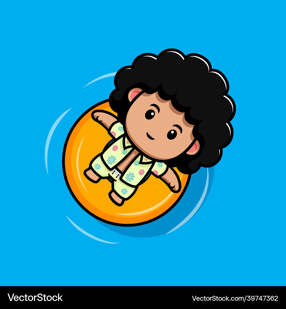 Cute afro boy floating on water cartoon – Royalty-Free Vector | VectorStock