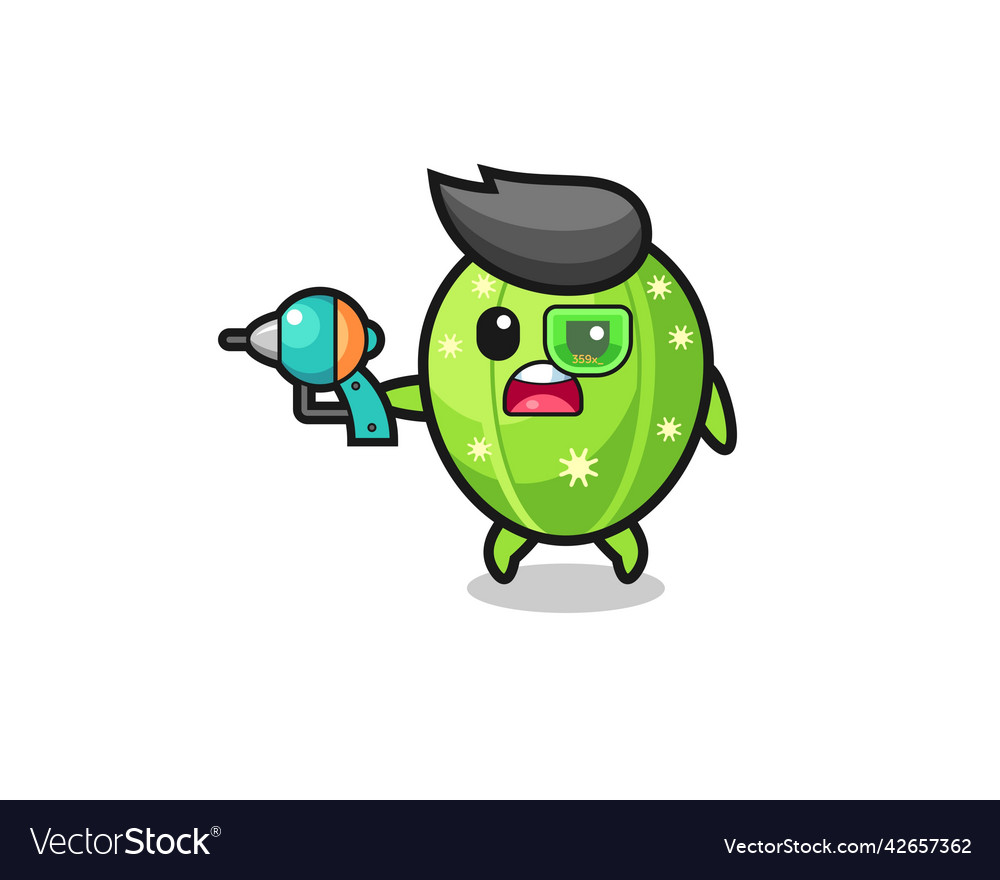 Cute cactus holding a future gun Royalty Free Vector Image