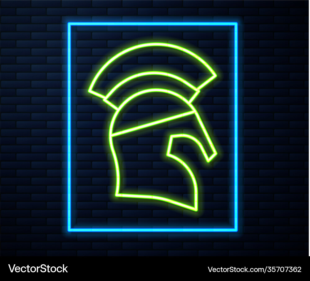 Glowing neon line greek helmet icon isolated Vector Image