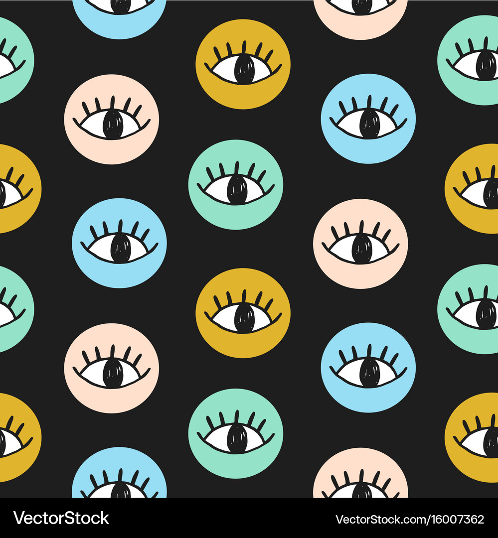 Hand drawn eye doodles in colorful circles Vector Image