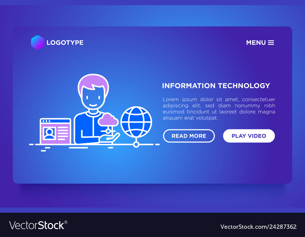 Information technology man using cloud service Vector Image