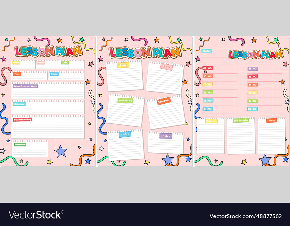 Lined notepad lesson plan for students Royalty Free Vector