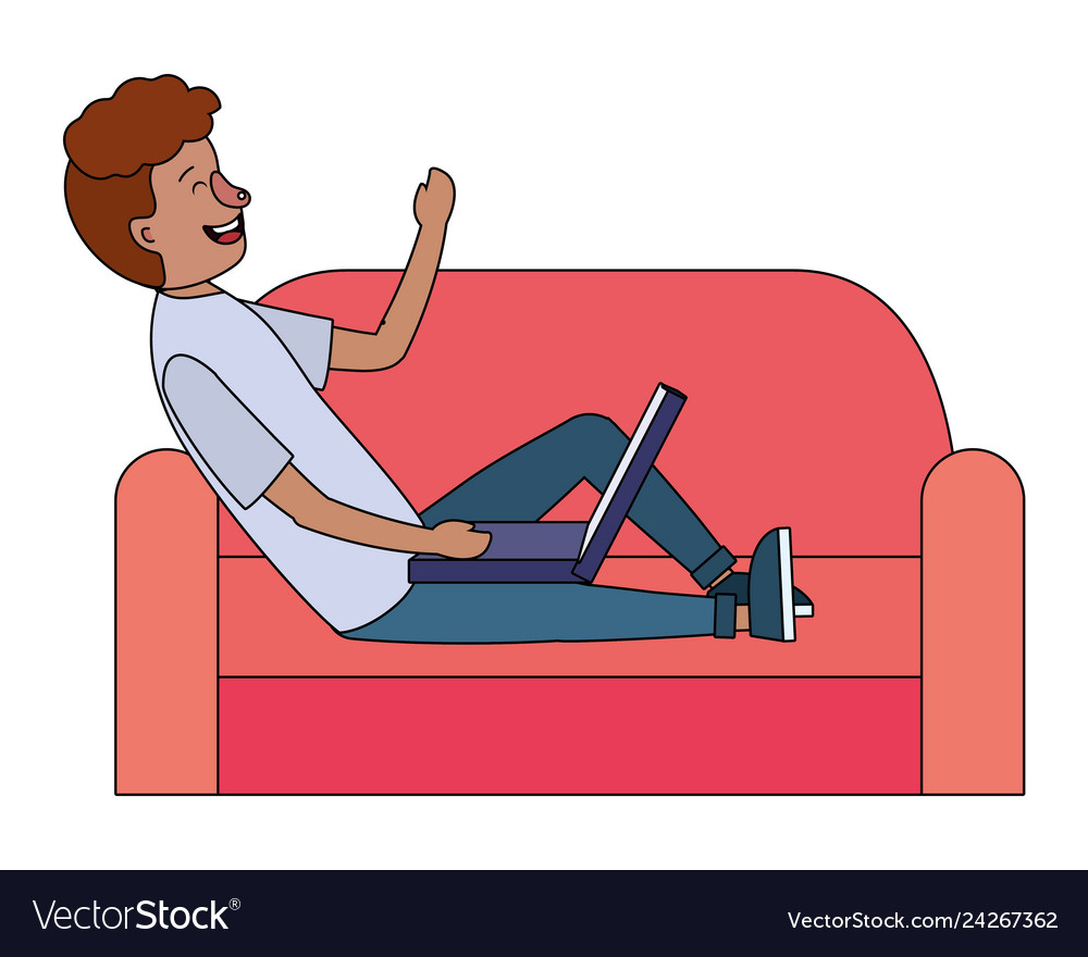 Man using technology device Royalty Free Vector Image