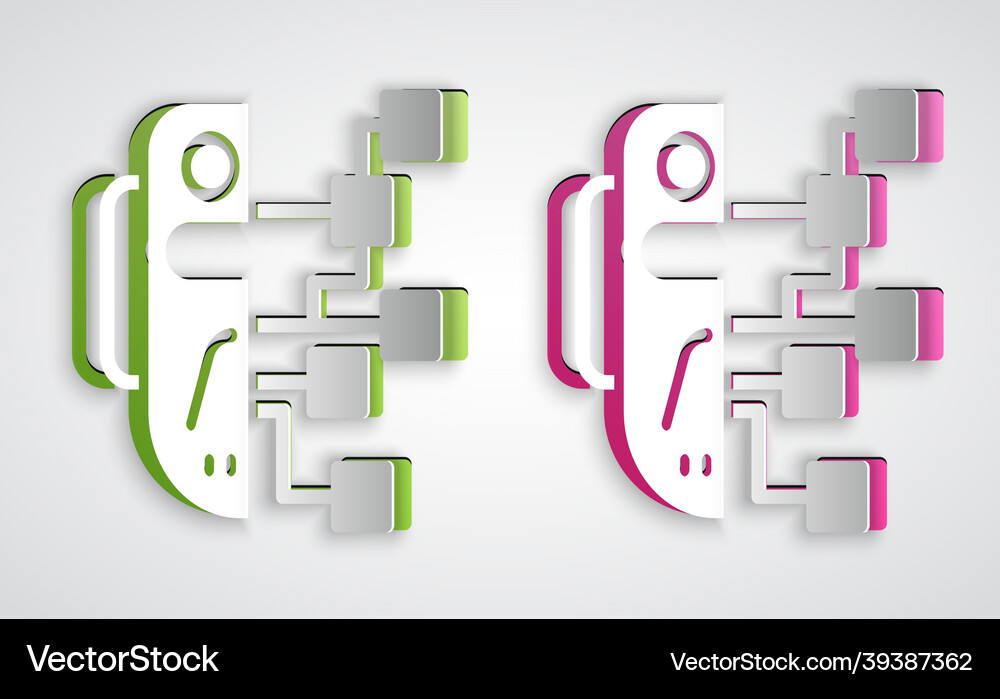 Paper cut humanoid robot icon isolated on grey Vector Image