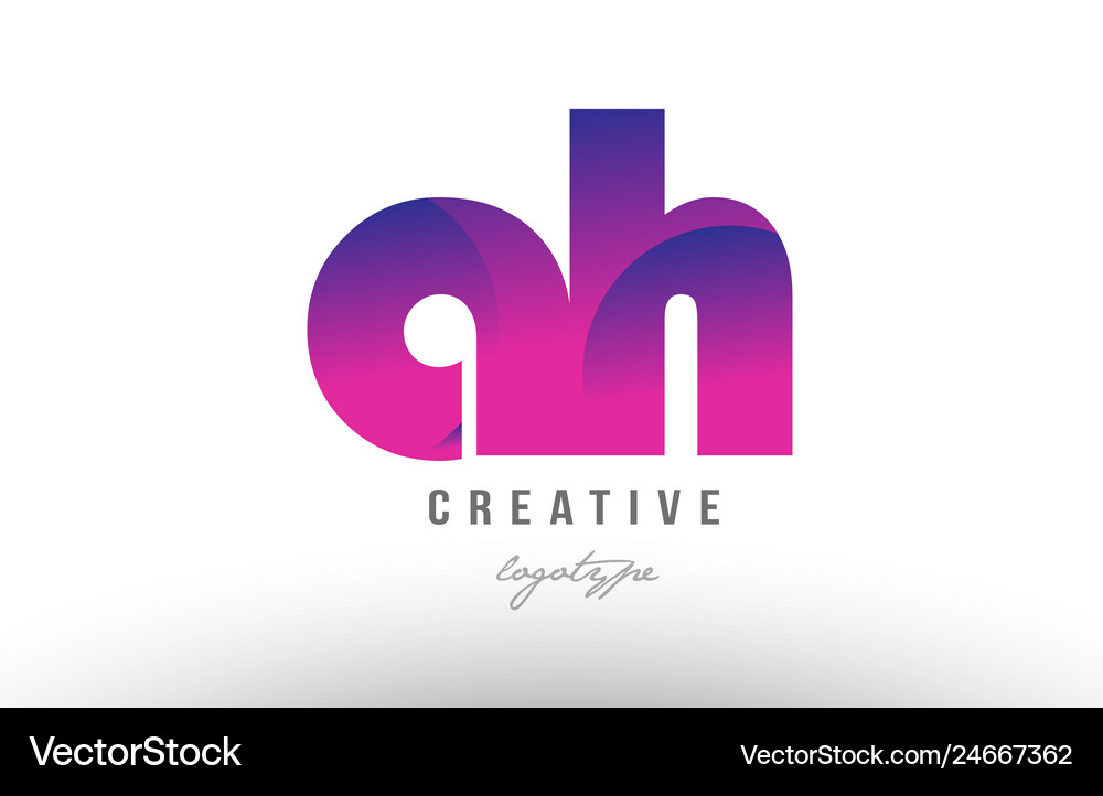 Pink gradient ah a h alphabet letter logo Vector Image