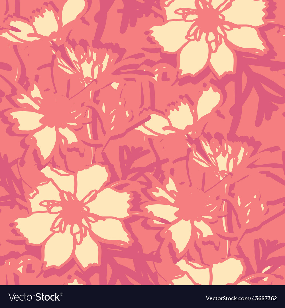 Seamless cosmos flower pattern background Vector Image