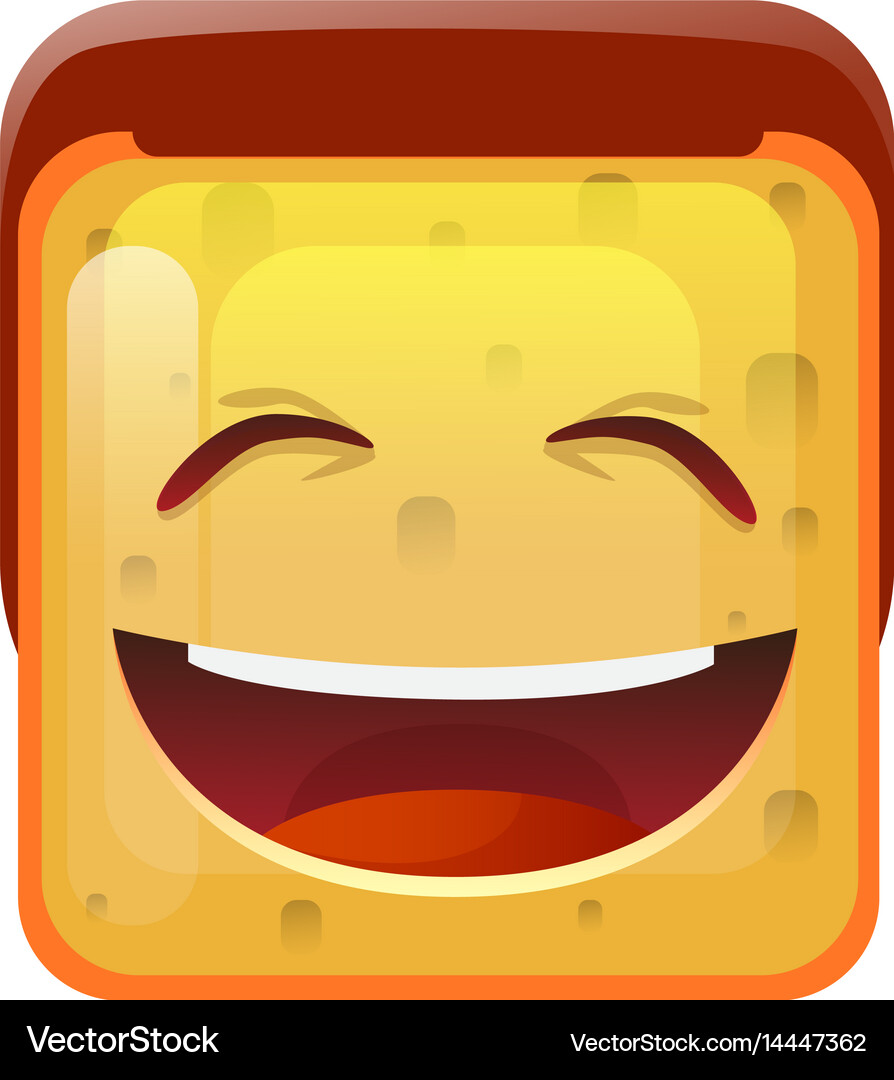 Smiling emoticon face with open mouth positive Vector Image