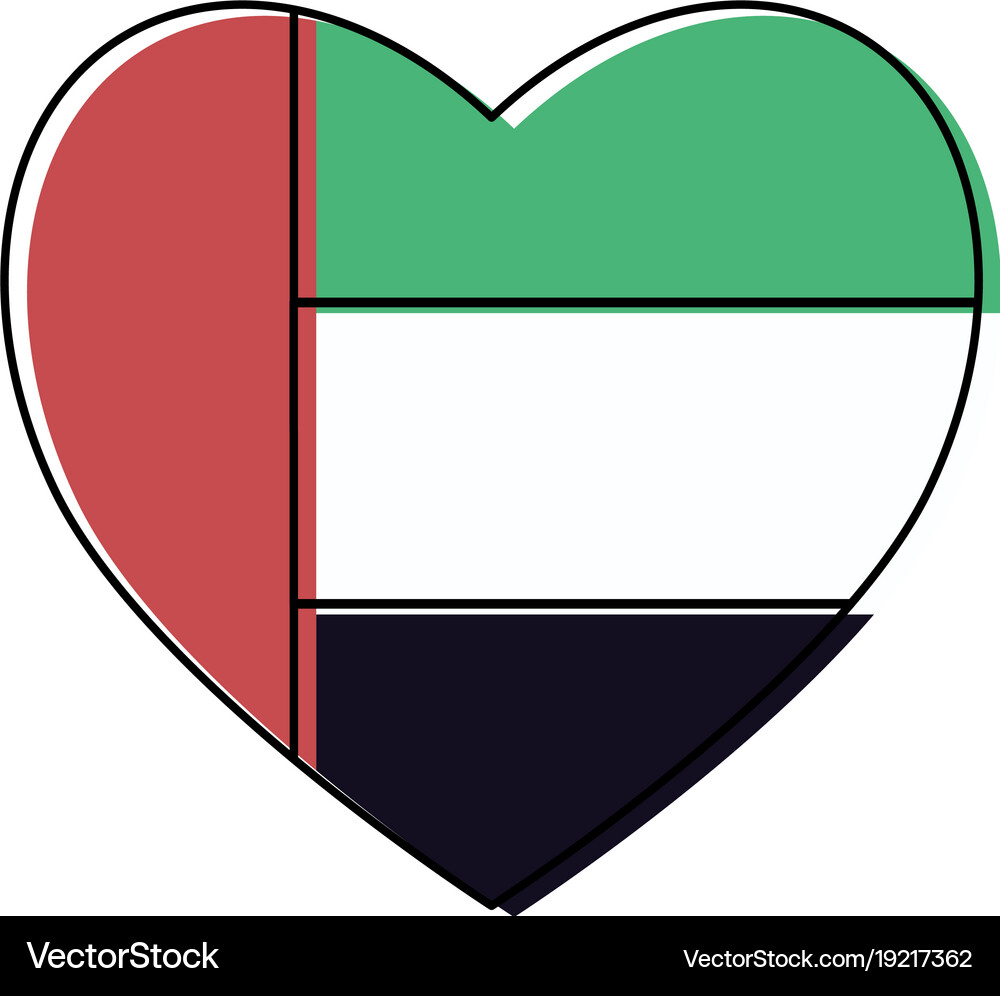 United arab emirates heart shape flag Royalty Free Vector
