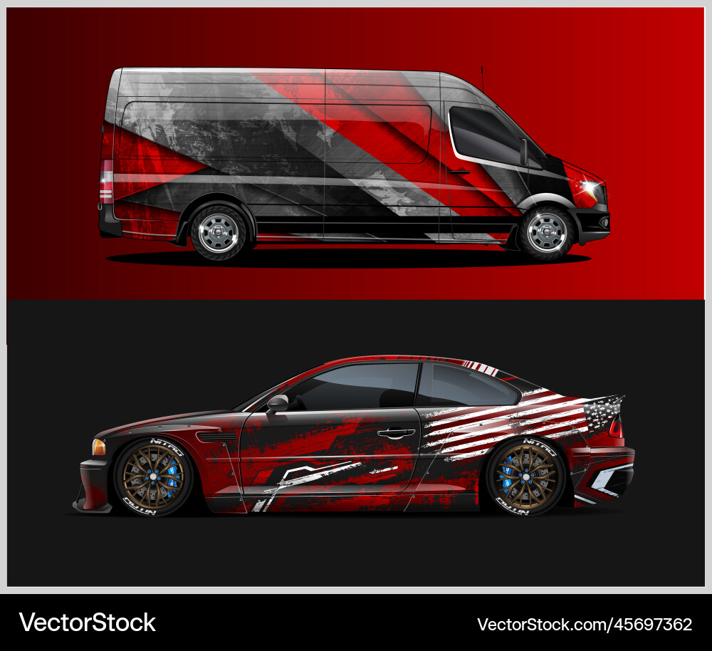 Vehicle wrap sticker design usa flag Royalty Free Vector