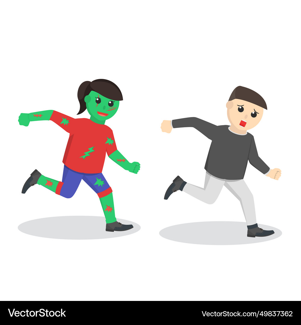 Zombie woman chasing the people Royalty Free Vector Image