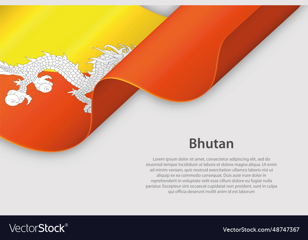 3d ribbon with national flag bhutan isolated Vector Image