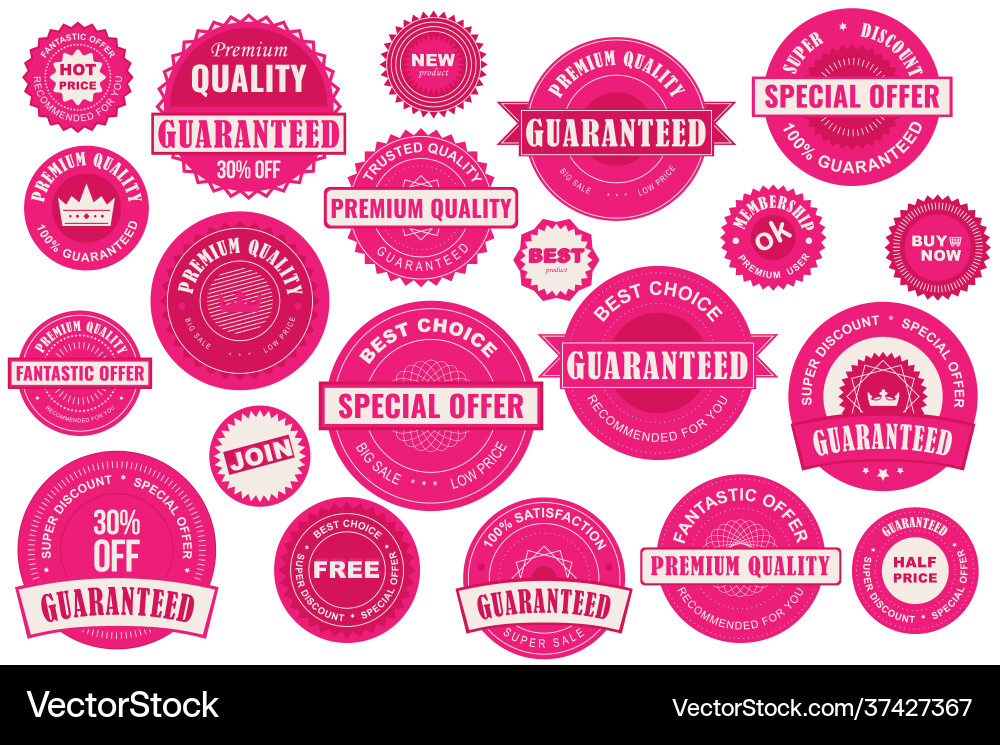 Bundle red sale labels for social media ads Vector Image