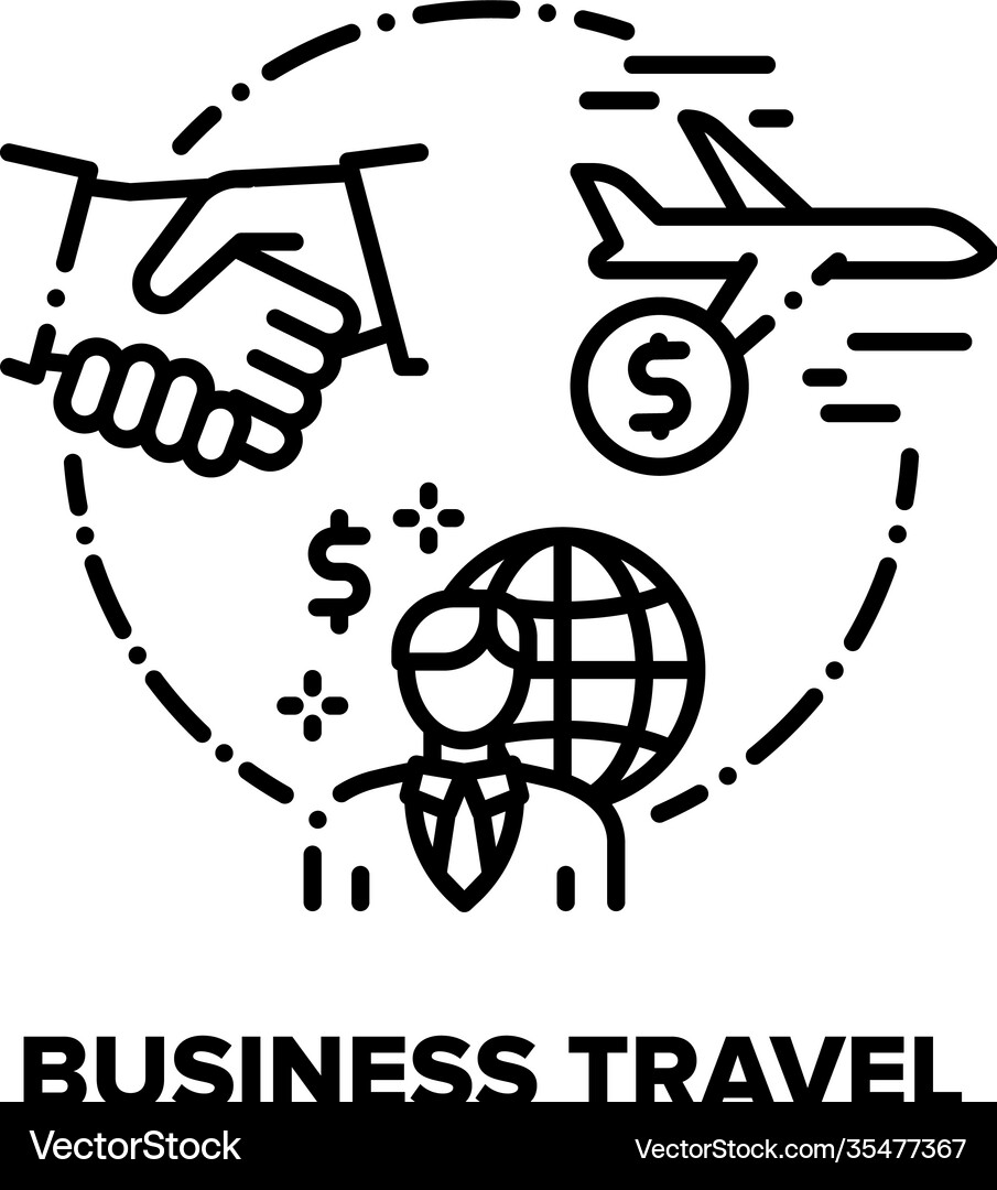 Business travel concept black Royalty Free Vector Image