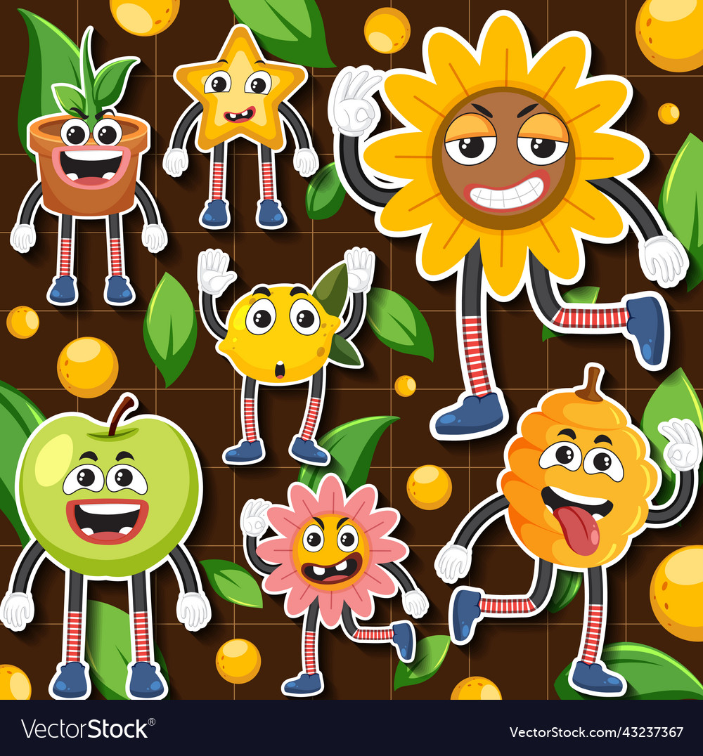 Cute sticker seamless pattern Royalty Free Vector Image