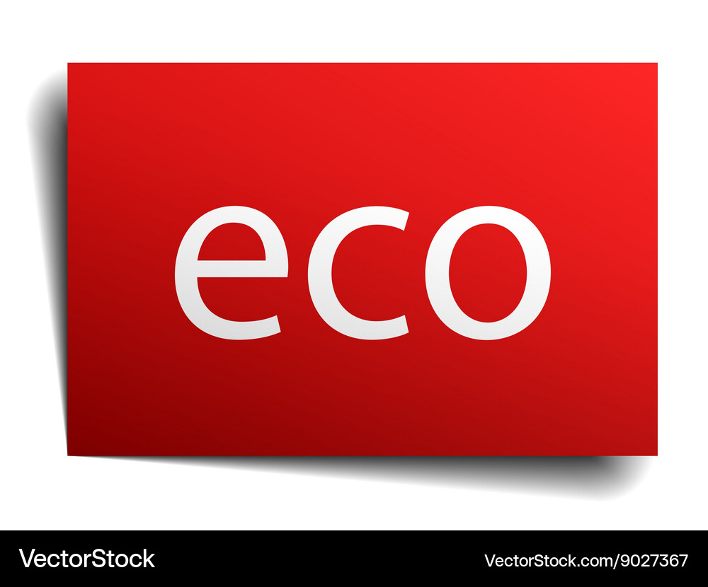 Eco red square isolated paper sign on white Vector Image