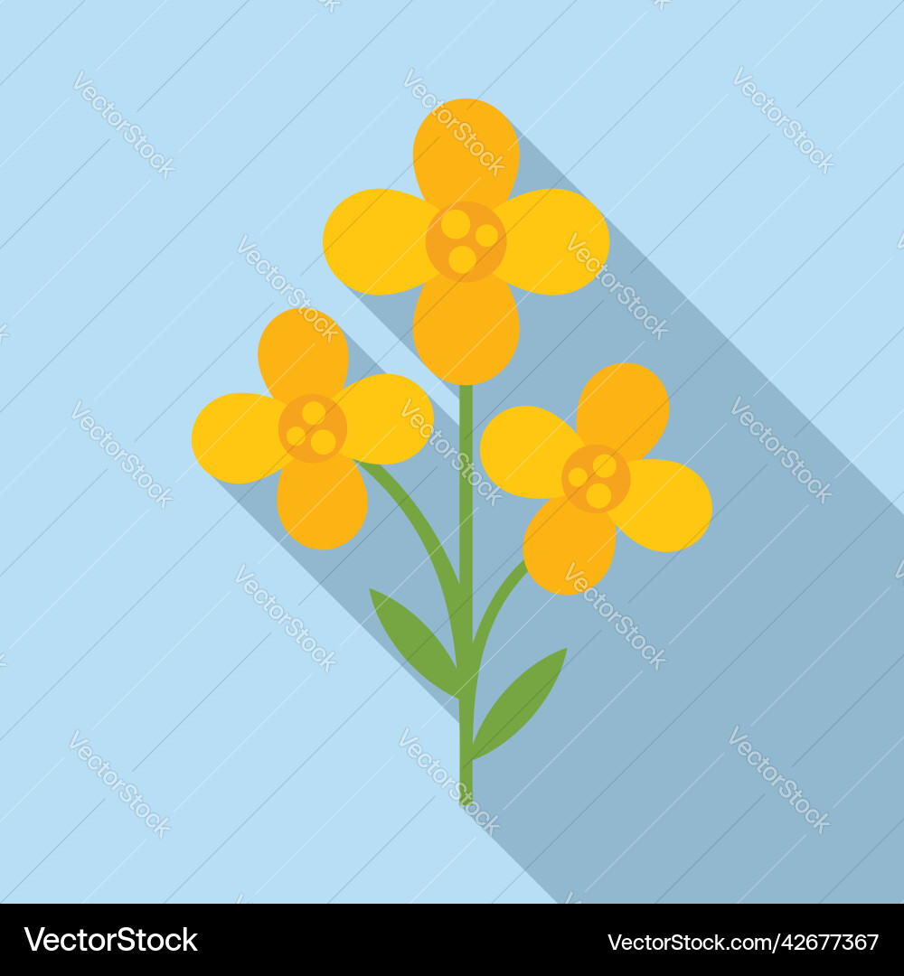Field canola icon flat oil plant Royalty Free Vector Image