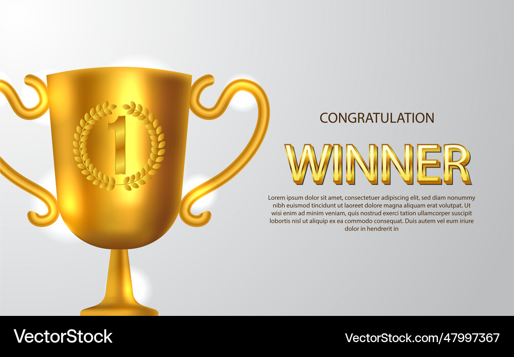 Golden trophy winner announcement on stage Vector Image