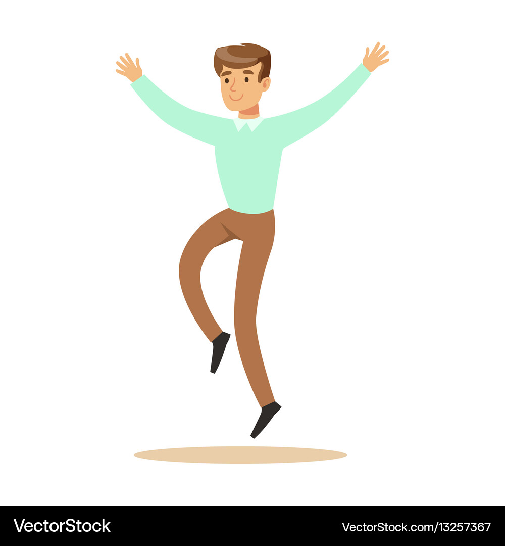 Guy in blue sweater overwhelmed with happiness Vector Image