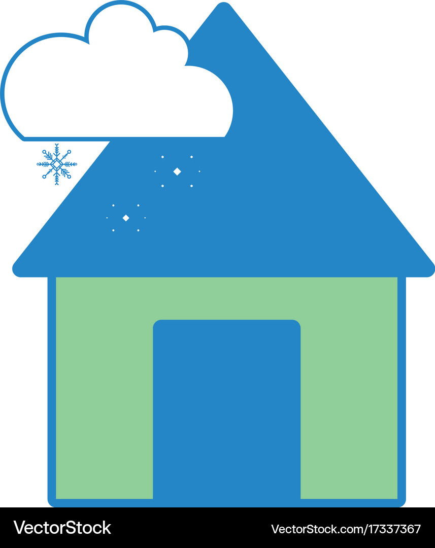 House with cloud snowing natural weather Vector Image