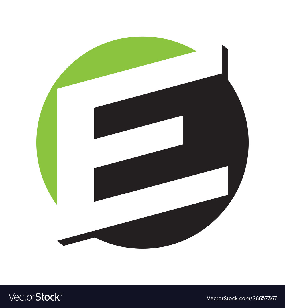 Initial logo e inside circle negative space Vector Image