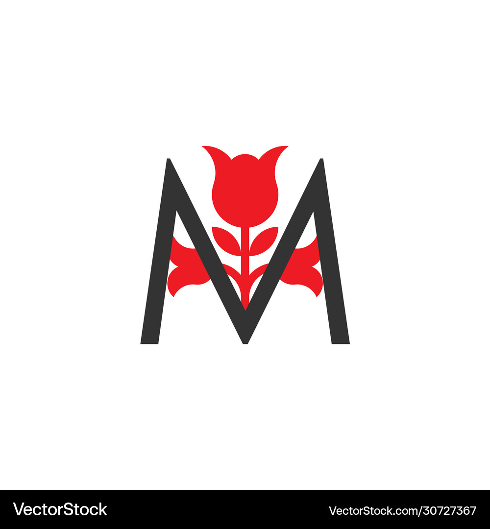 Letter m colorful flower elegant logo Royalty Free Vector