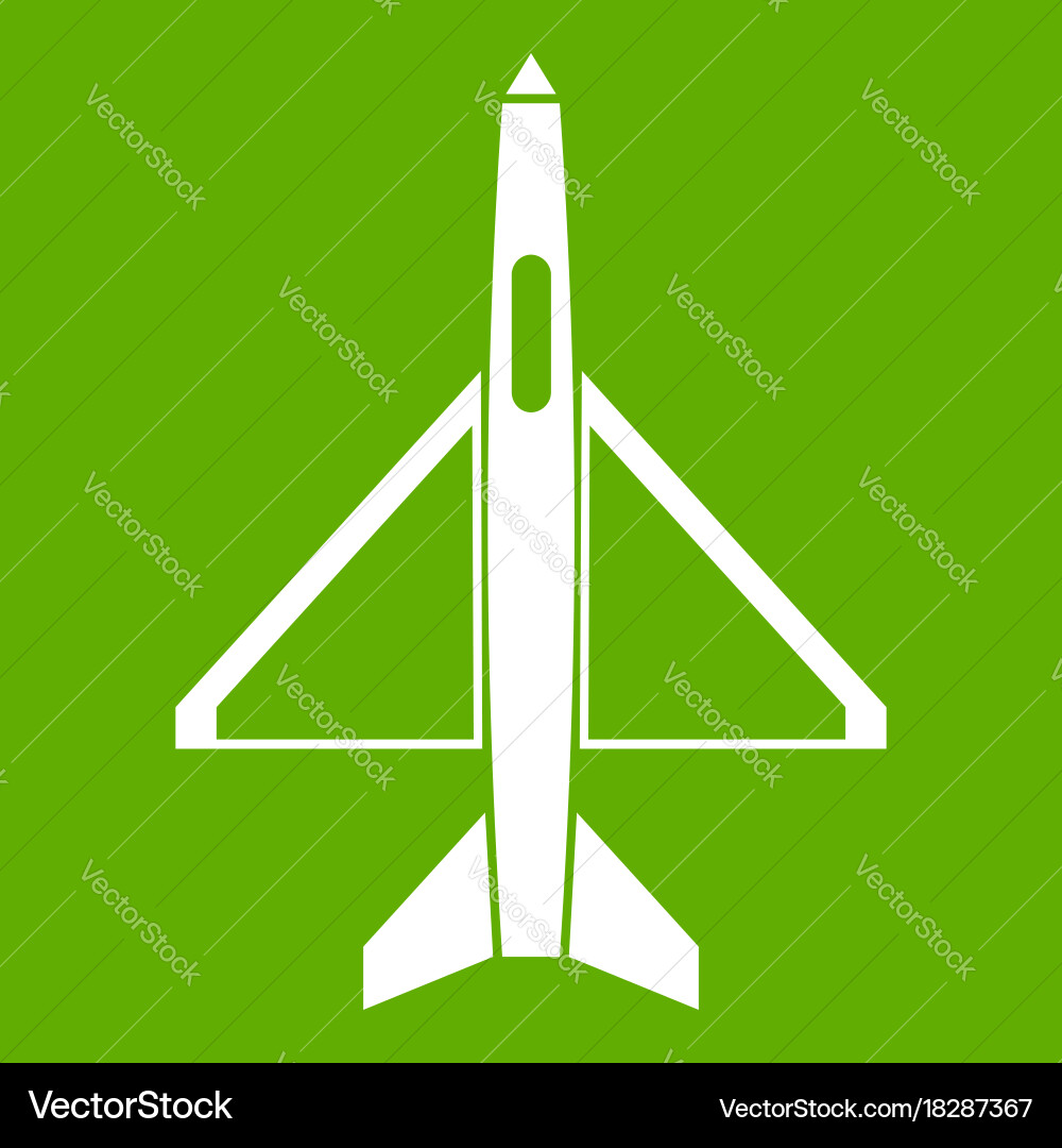 Military aircraft icon green Royalty Free Vector Image