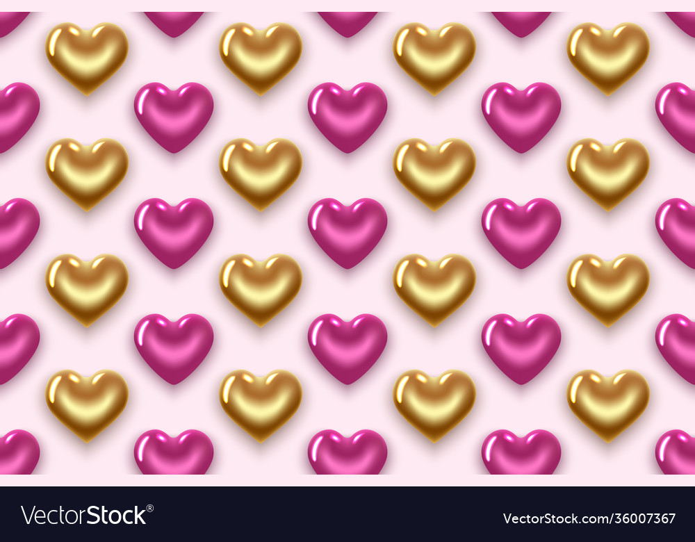 Pattern red gold hearts Royalty Free Vector Image