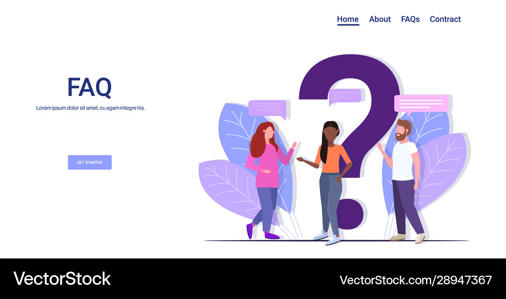 People group standing near question mark mix race Vector Image
