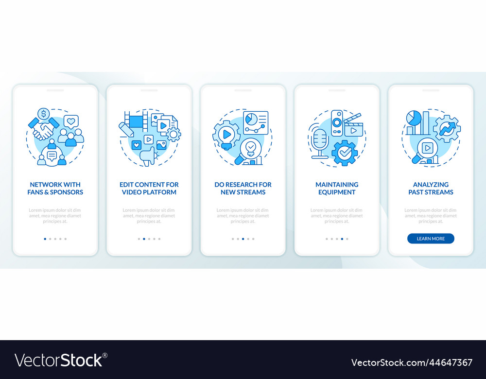 Professional online streaming blue onboarding Vector Image