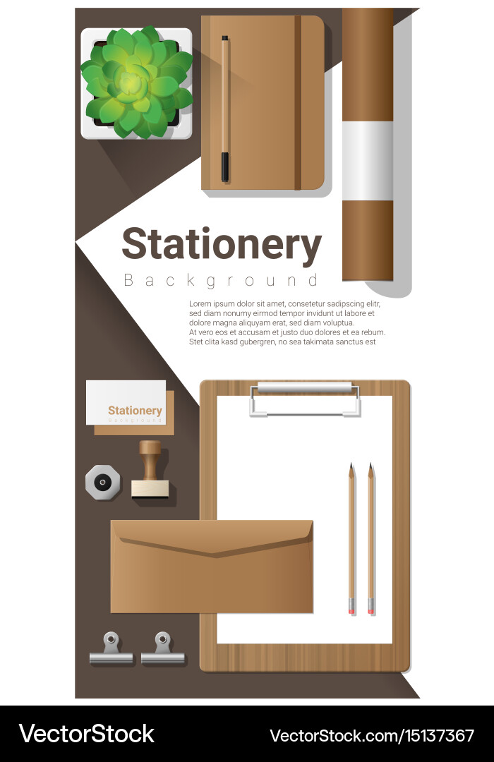 Stationery scene with office equipment background Vector Image