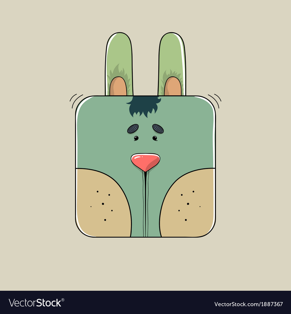 Stylized square face rabbit Royalty Free Vector Image