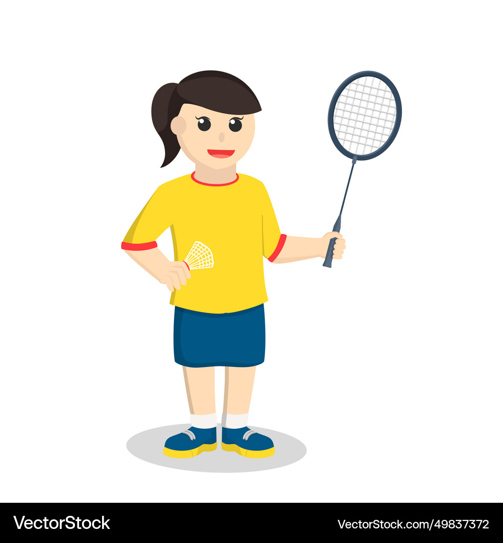 Badminton player girl holding a racket Royalty Free Vector