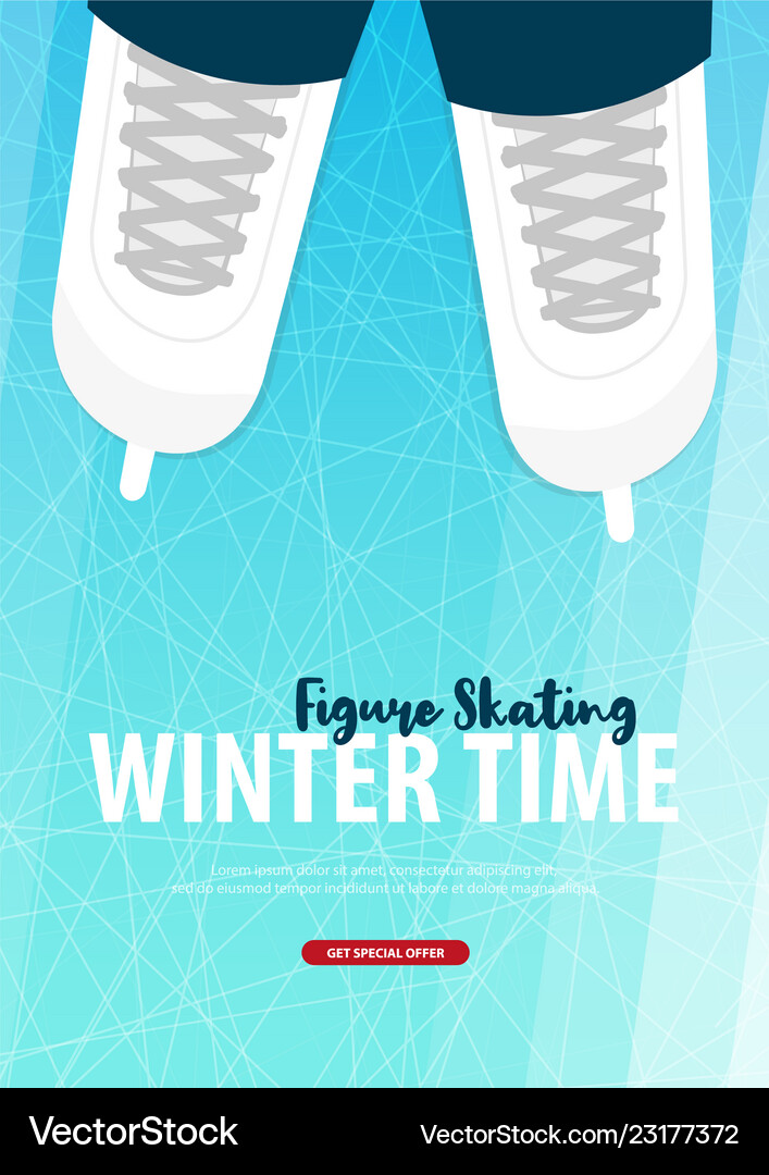 Banner with ice skates figure skating texture Vector Image