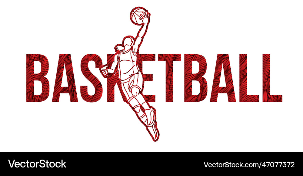 Basketball font text design with female player Vector Image
