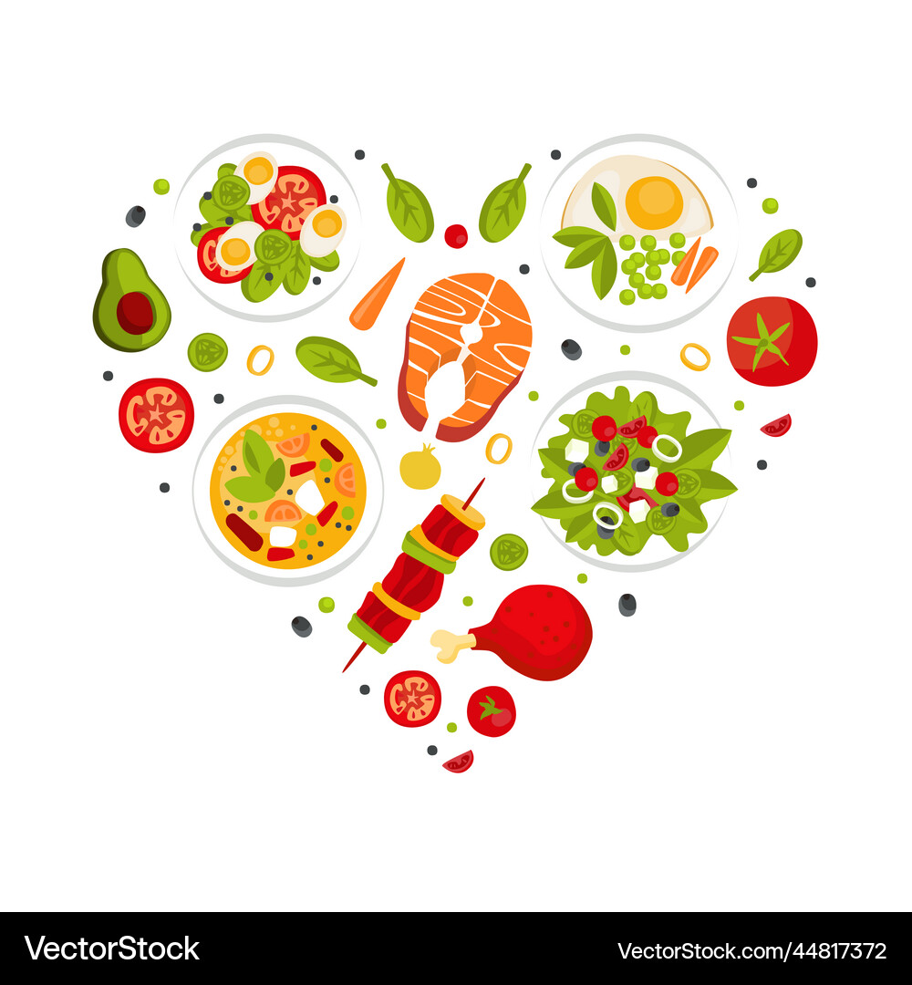 Fresh natural food served on plate arranged Vector Image