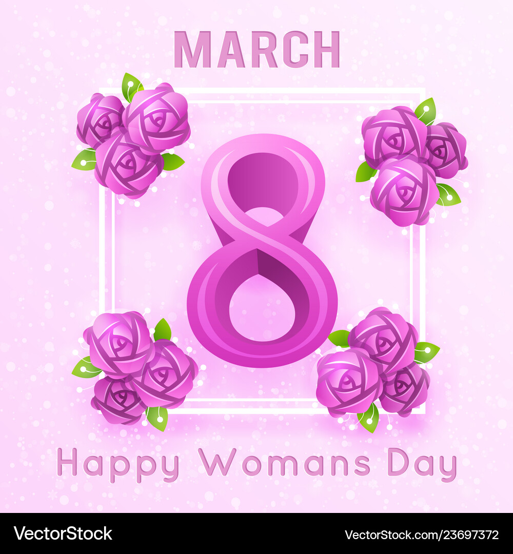 Greeting card flowers frame 8 march day Royalty Free Vector