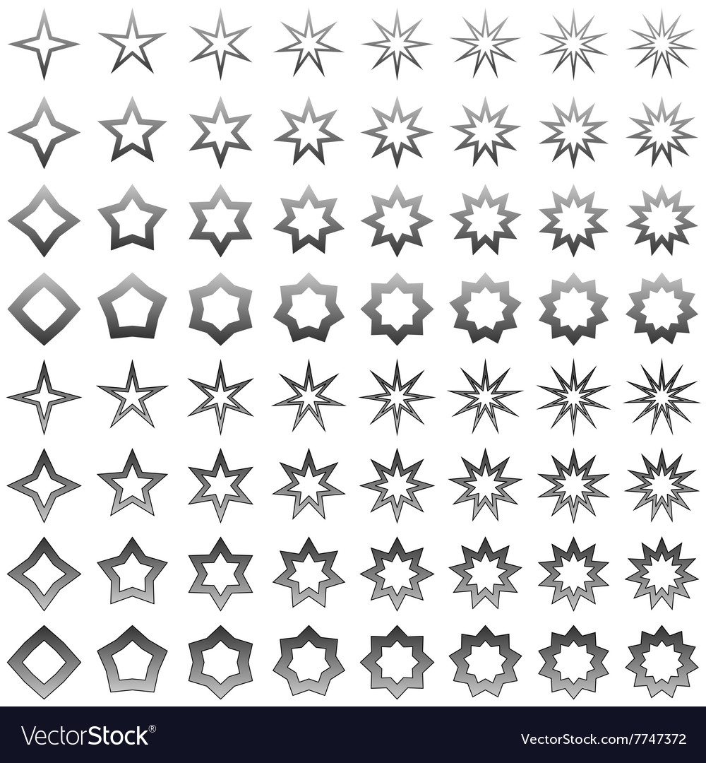 Grey star shape set Royalty Free Vector Image - VectorStock