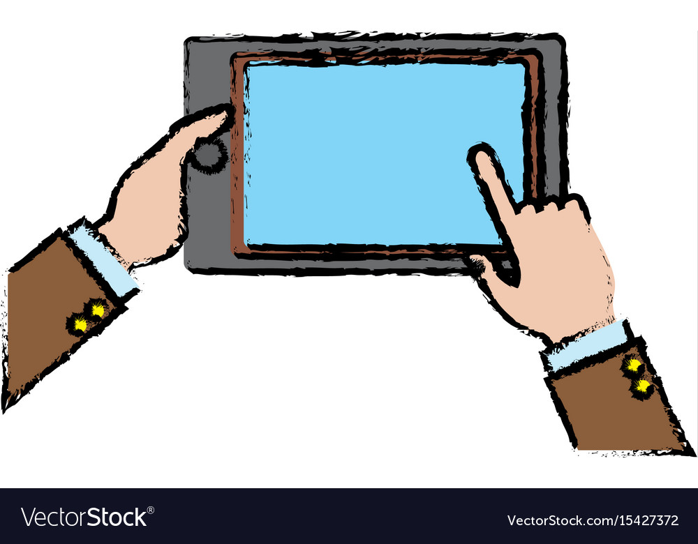 Hands holding tablet technology device Royalty Free Vector