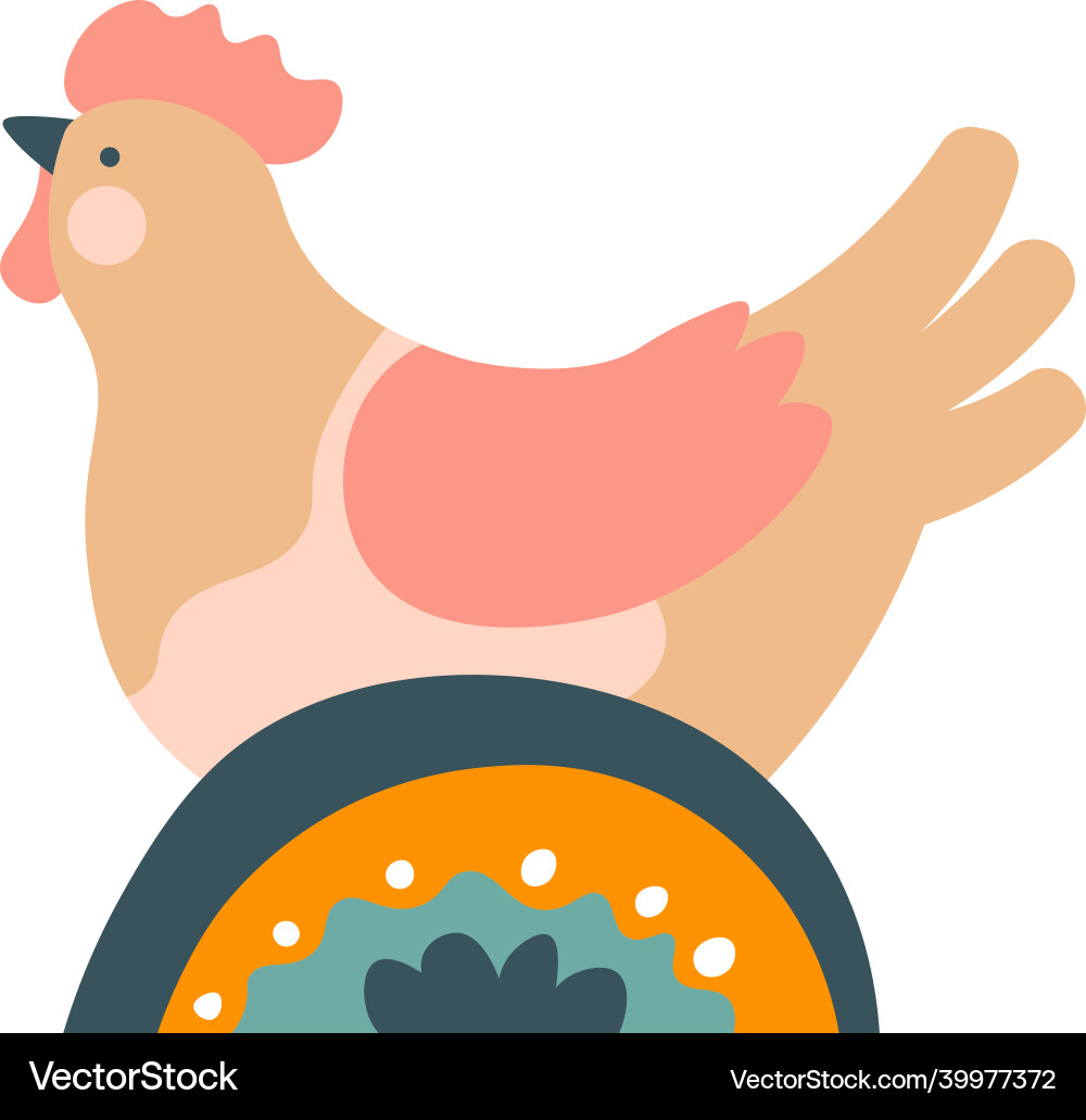Hen chicken sitting and laying eggs animal Vector Image