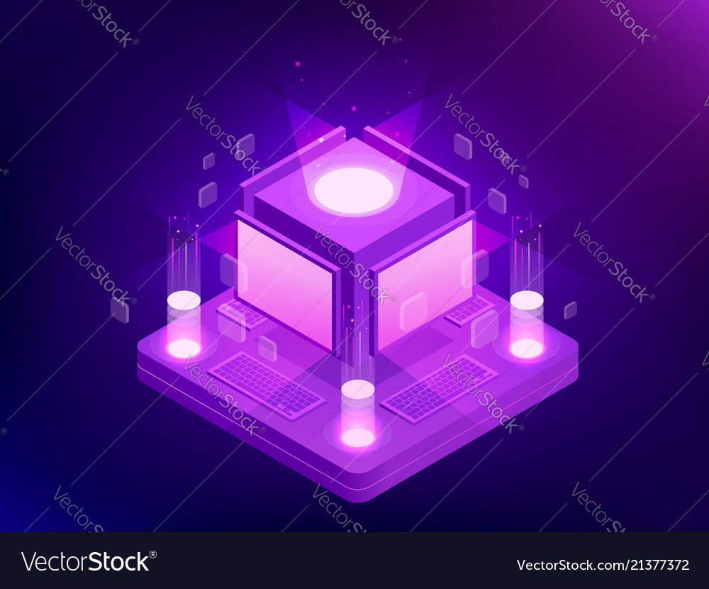Isometric concept of artificial intelligence Vector Image