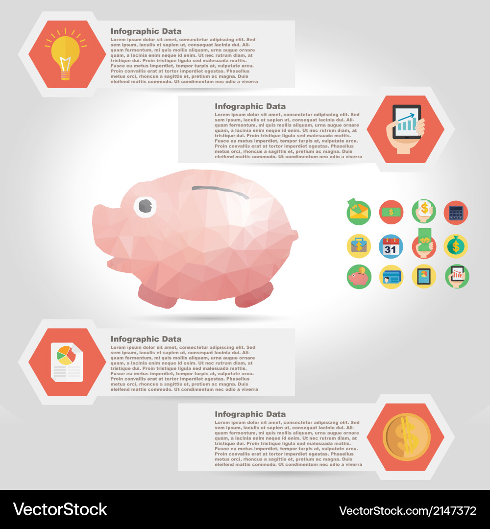 Piggy bank infographic element in polygon design Vector Image