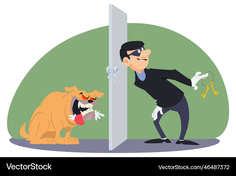 Robber and angry dog for internet and mobile Vector Image