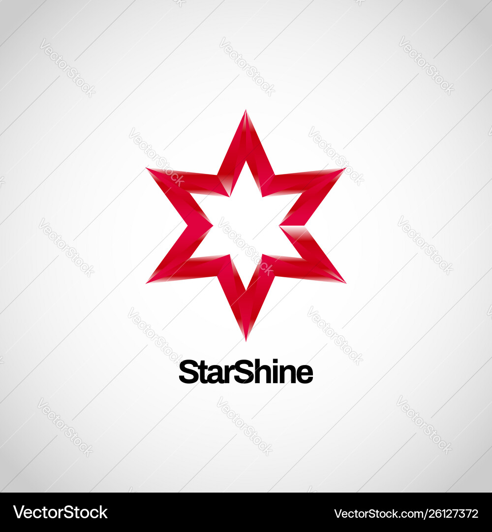 Shiny red star logo symbol icon Royalty Free Vector Image